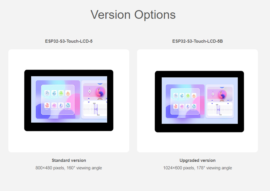 Màn hình HMI ESP32-S3 5inch, Cảm ứng điện dung, 5-Point Touch, 32-Bit LX7 Dual-Core Processor